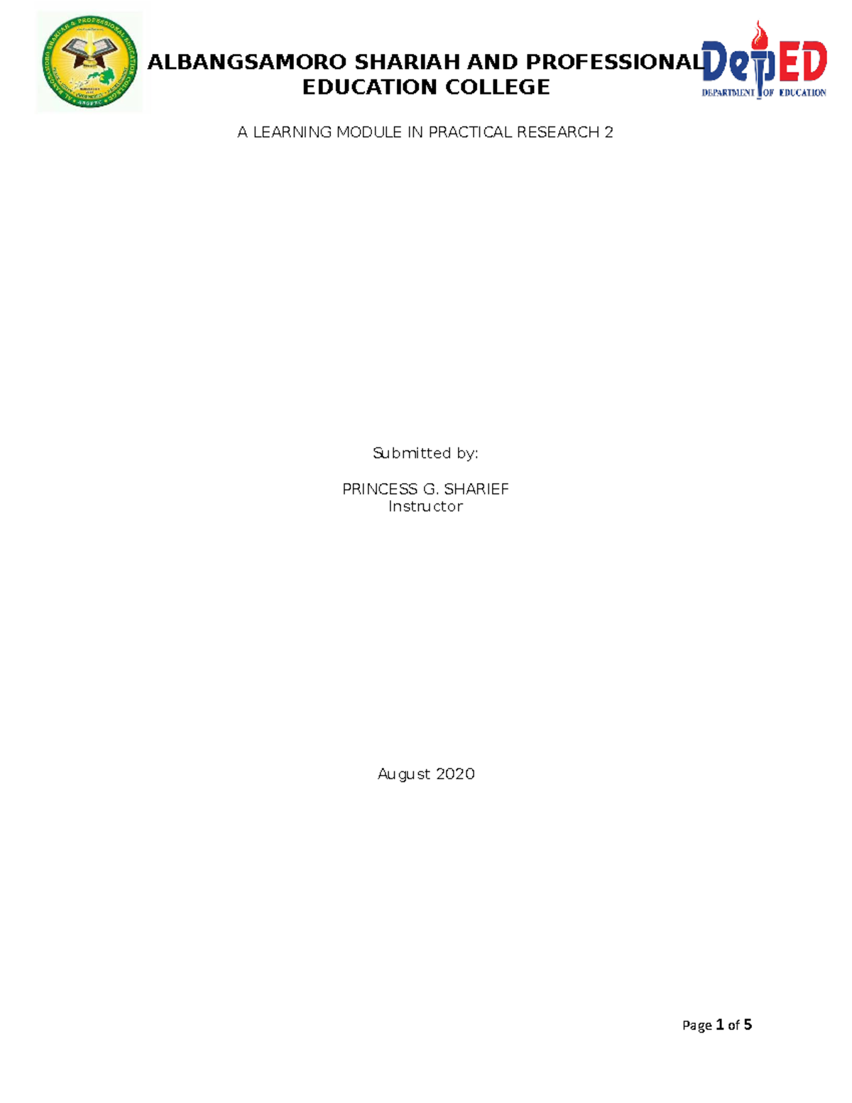 Abspec Module Guide - EDUCATION COLLEGE A LEARNING MODULE IN PRACTICAL ...