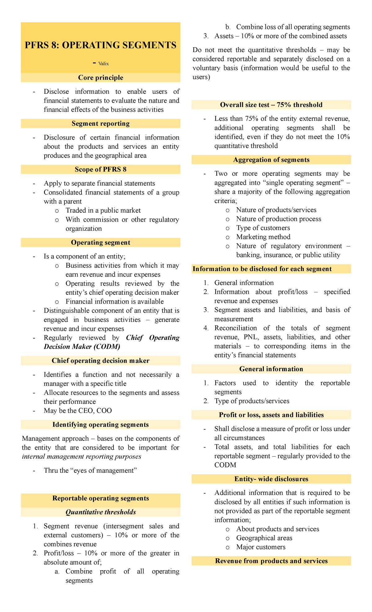 PFRS 8 Operating Segment - PFRS 8: OPERATING SEGMENTS - Valix Core ...