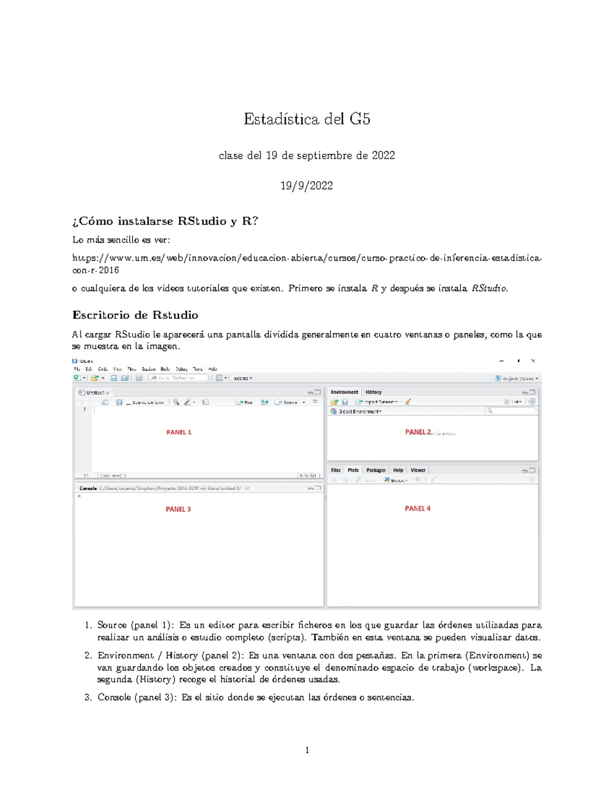 Clase de R - Estadística del G clase del 19 de septiembre de 2022 19/9 ...