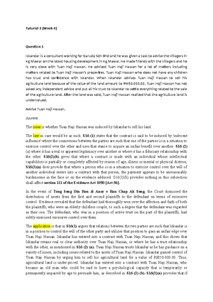 Tutorial 1 (CL) - Contract Law 2 Tutrial 2 - Contract Law II – Tutorial ...