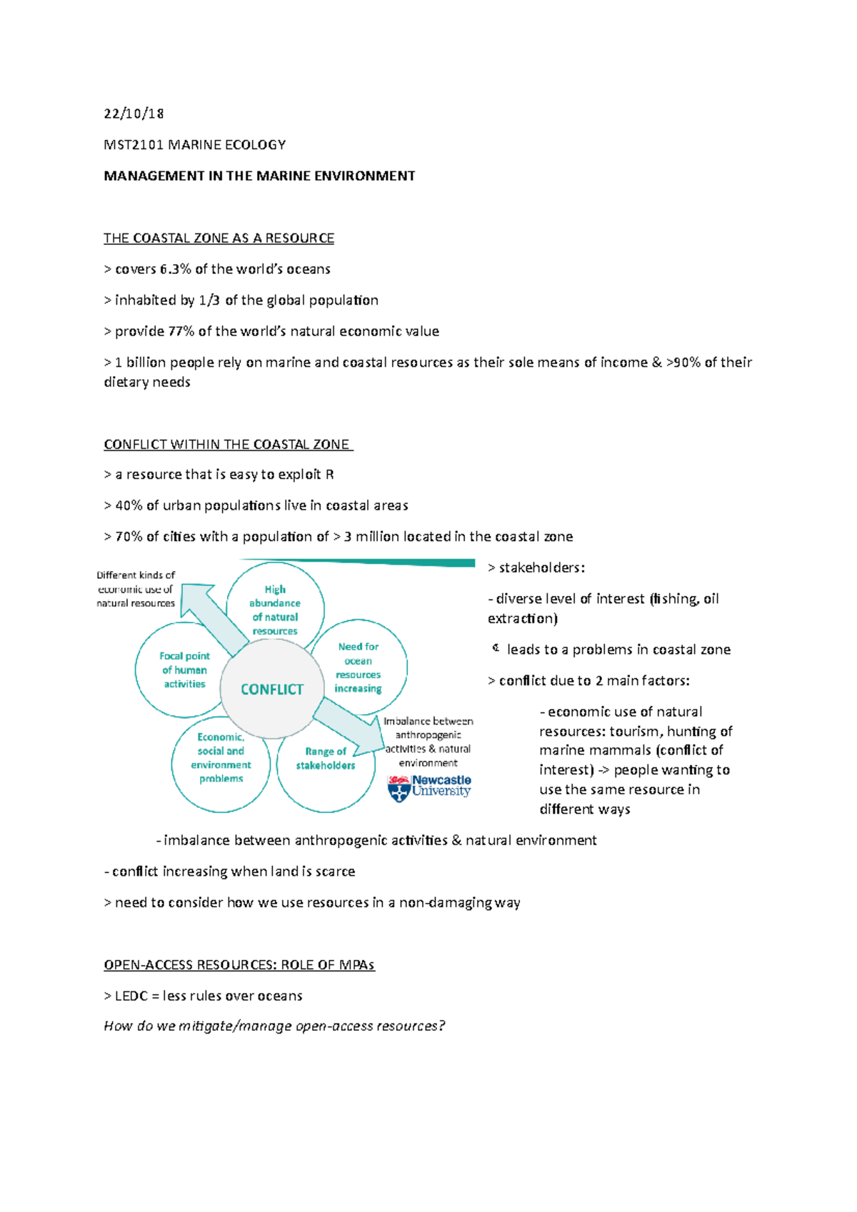 Management of marine environment - 22/10/ MST2101 MARINE ECOLOGY ...