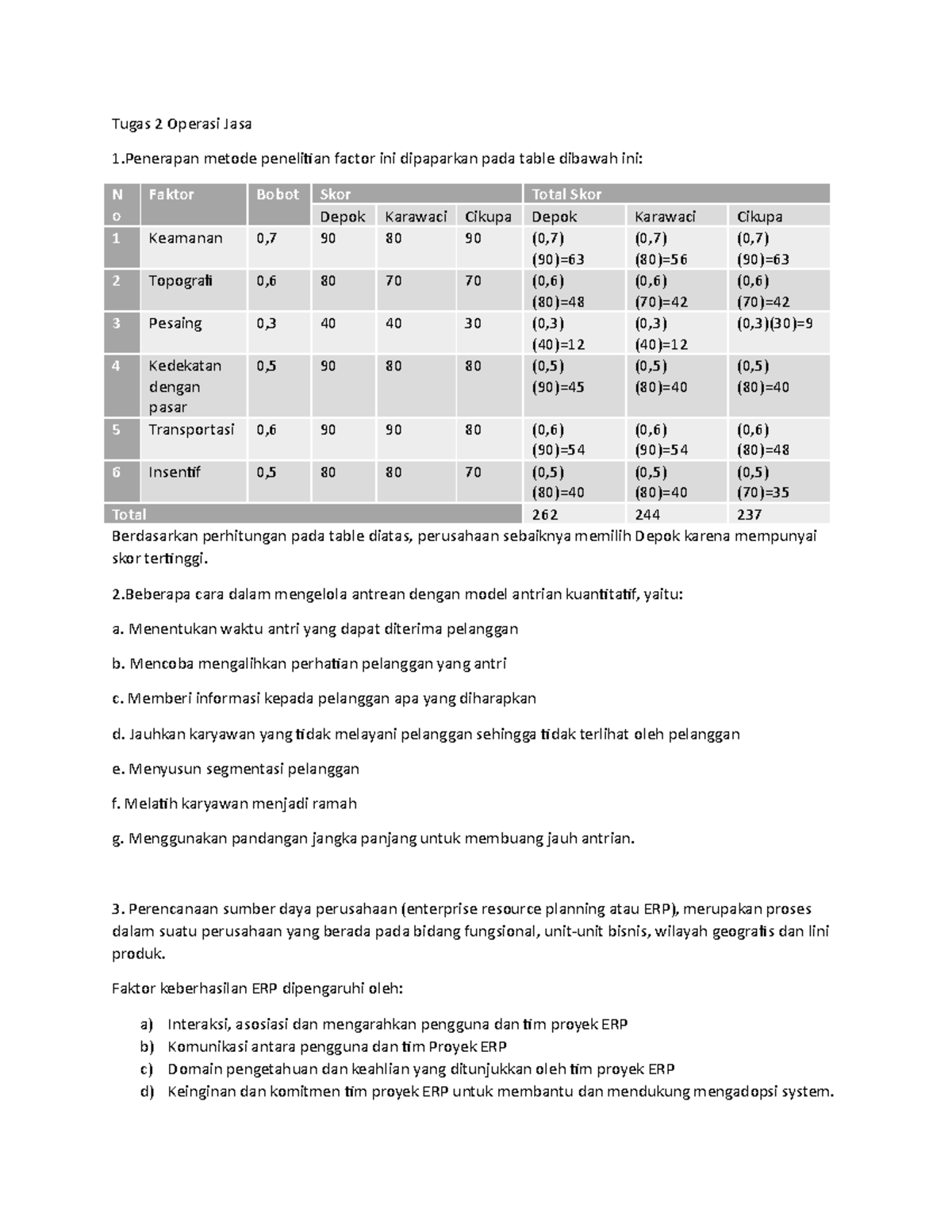 Tugas 2 oprasi jasa - Tugas 2 Operasi Jasa 1 metode penelitian factor ...