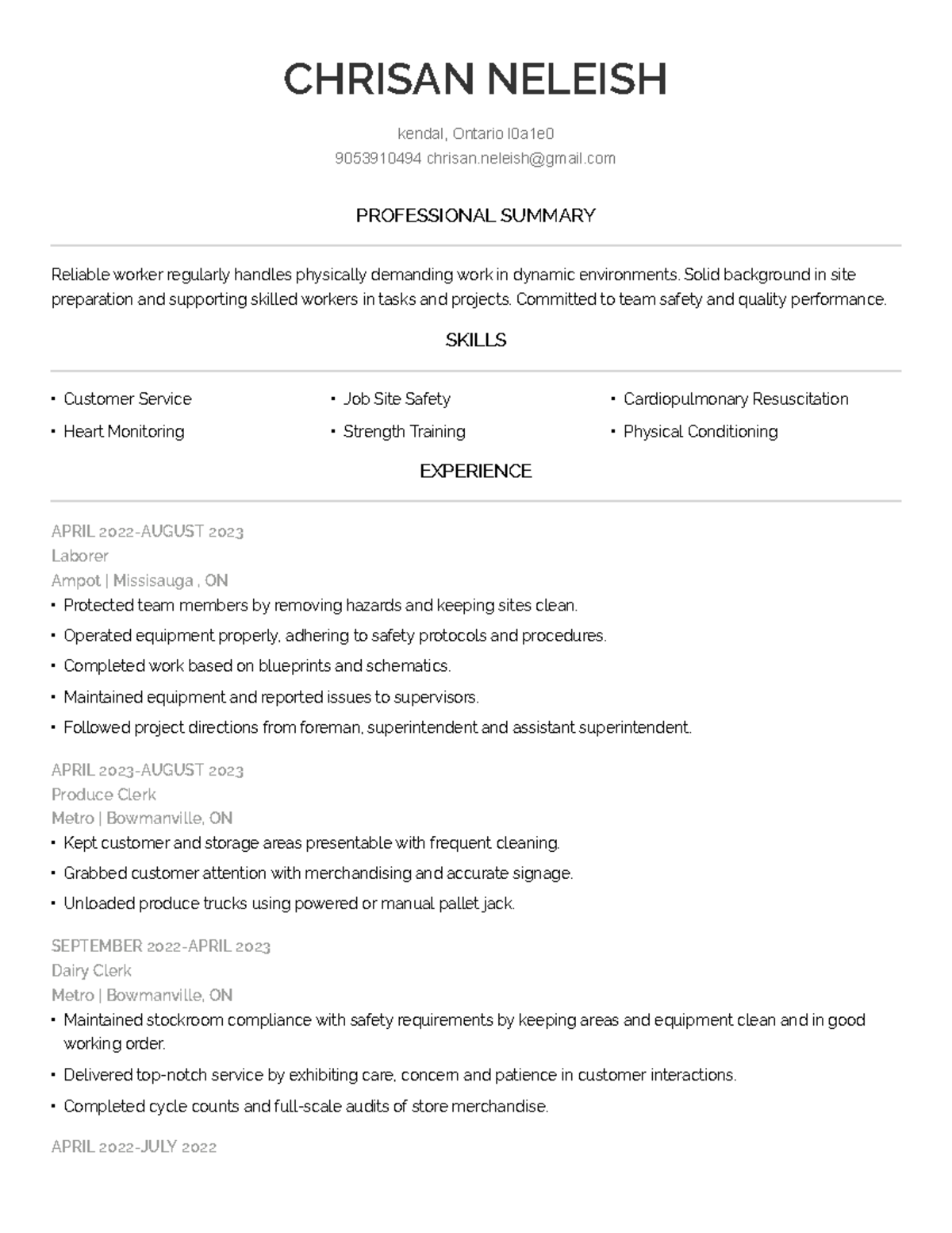 Chrisan Neleish Resume - PROFESSIONAL SUMMARY SKILLS EXPERIENCE CHRISAN ...