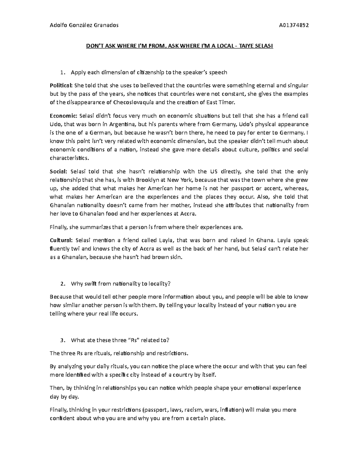 Ciudadania TED TALK - Adolfo González Granados A DON'T ASK WHERE I'M ...