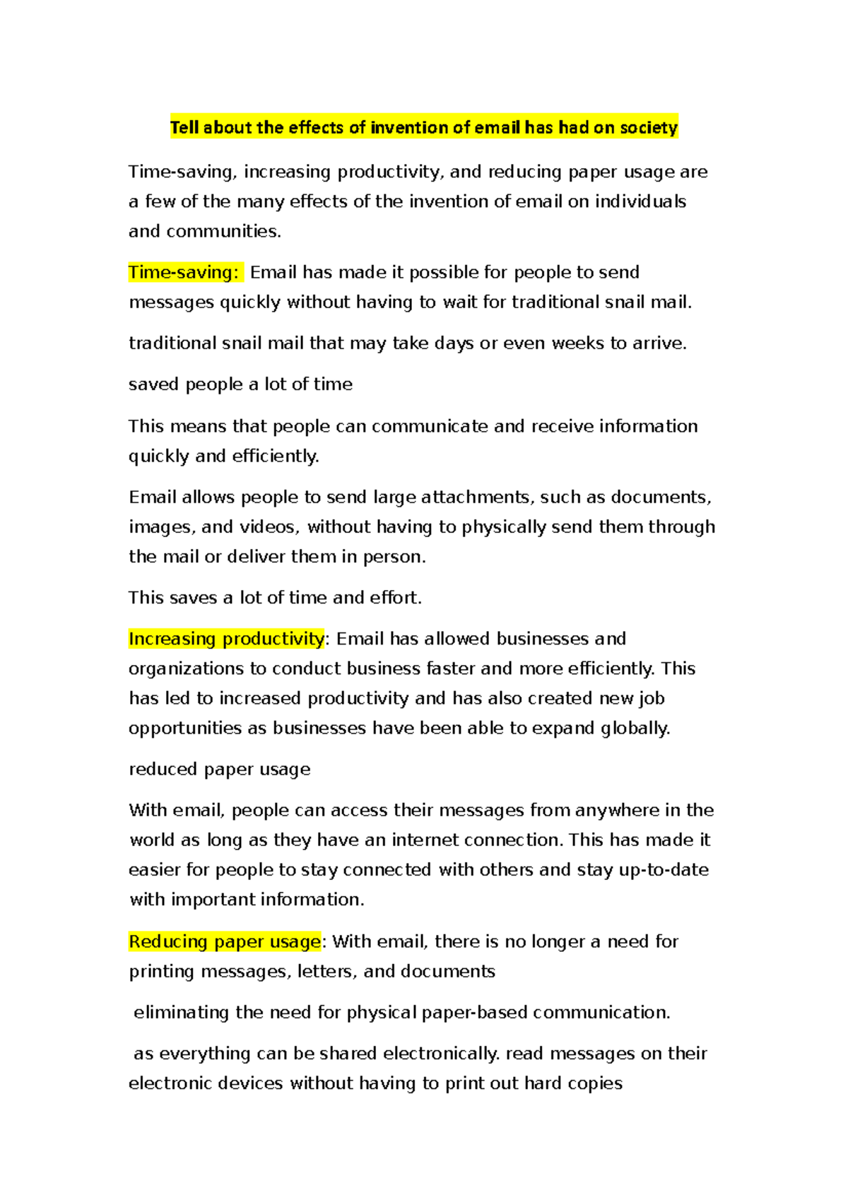 Effects of invention of email has had on society - Tell about the ...