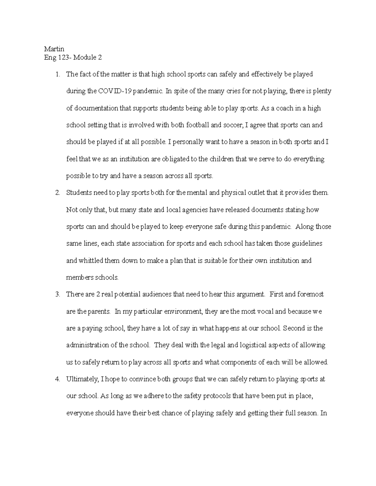 Eng 123- Module 2 - Martin Eng 123- Module 2 1. The fact of the matter ...