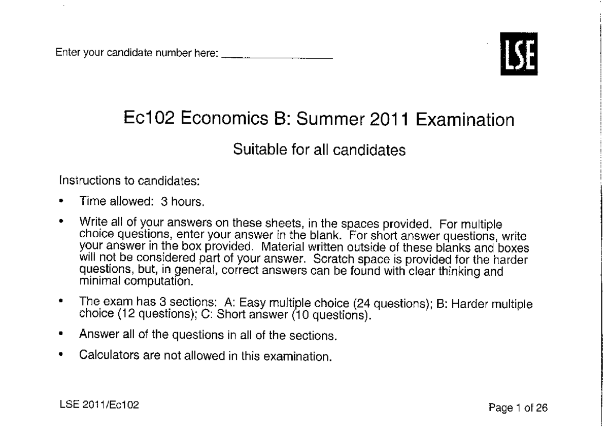 EC102 2011 exam - EC102 - Studocu