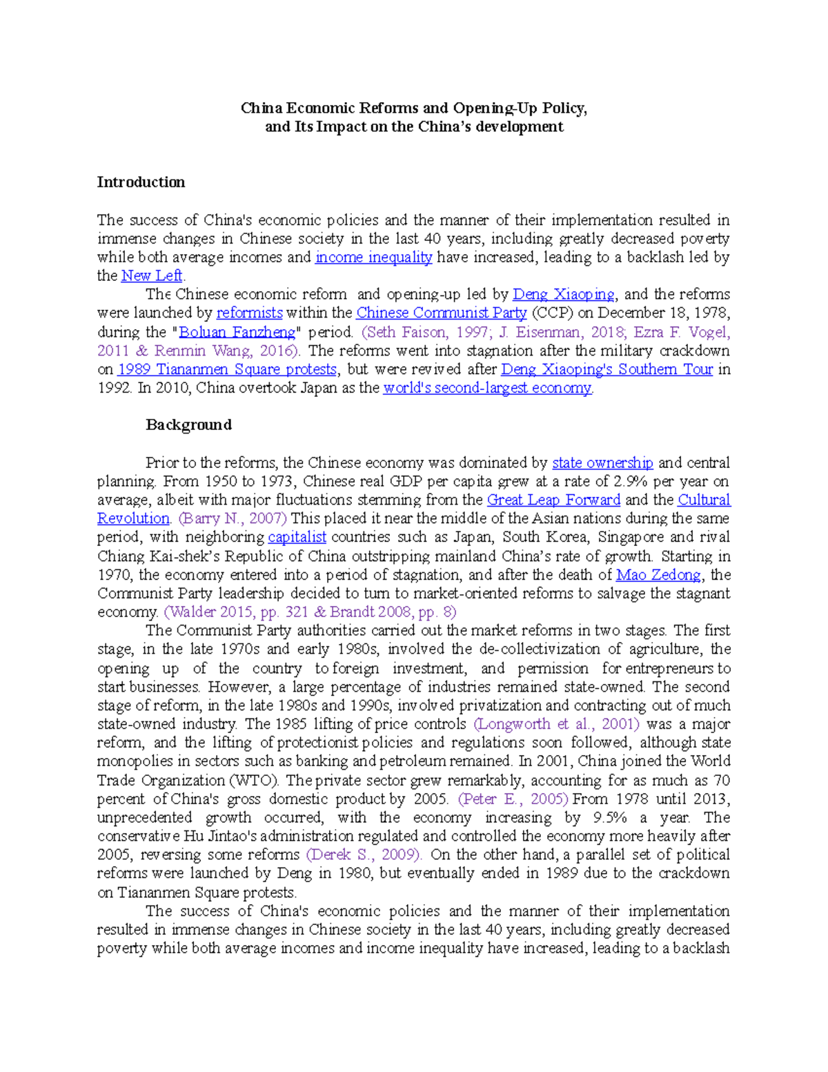 China Economic Reforms and Opening-up policy (Shahid Khan) - China ...