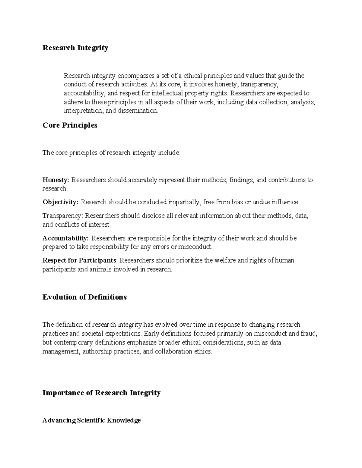 Research Integrity - Research Integrity Research integrity encompasses ...