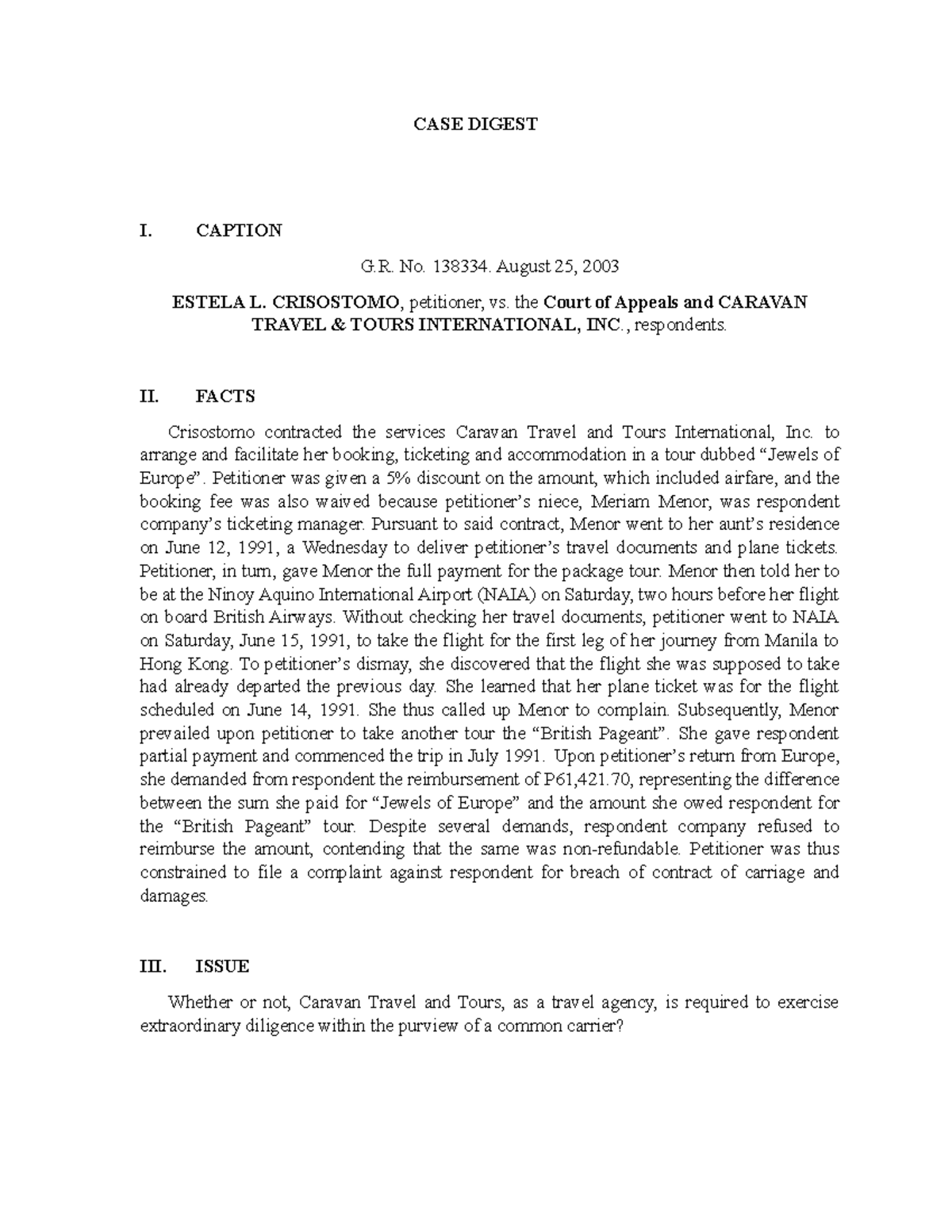 CASE Digest - Focuses on the law of the Philippines - CASE DIGEST I ...