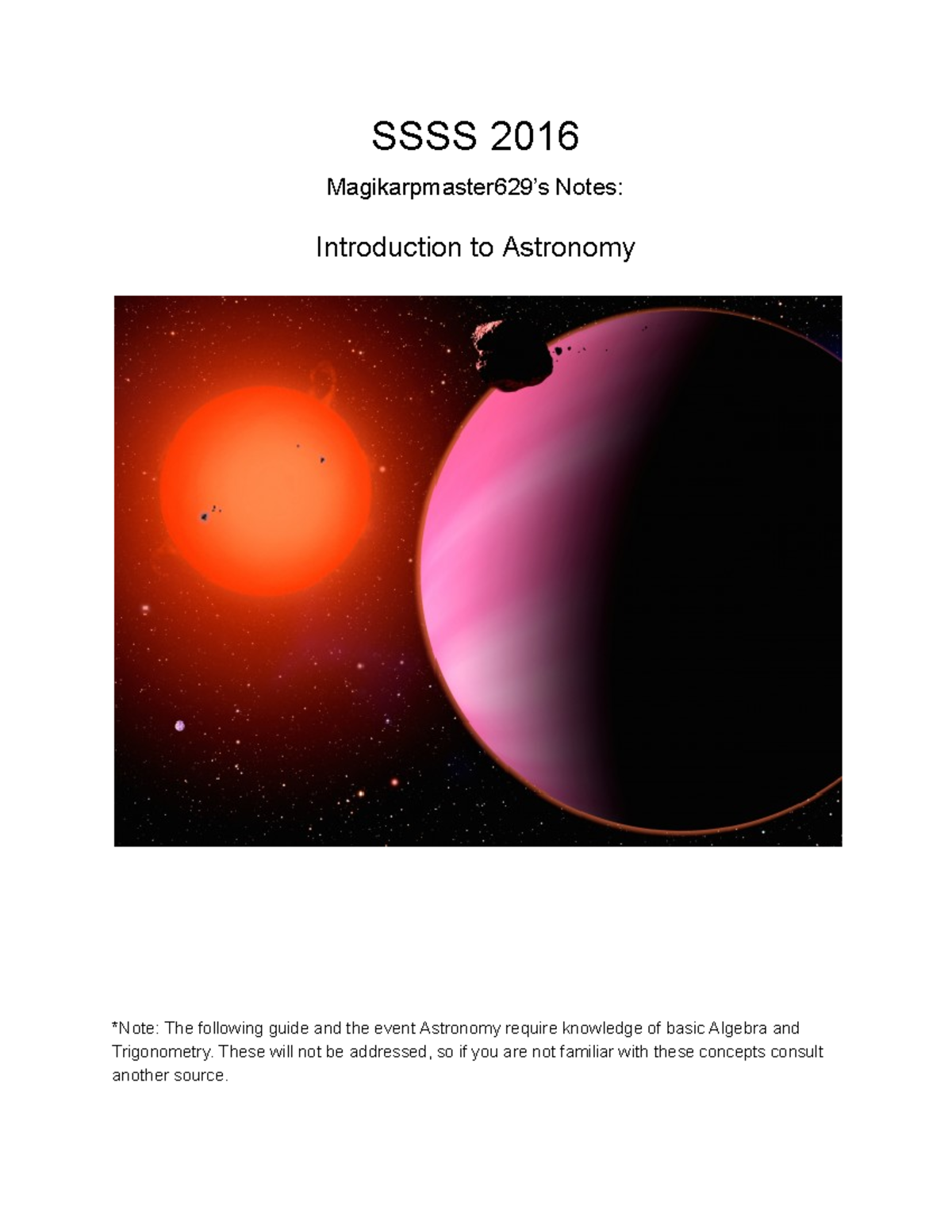 Astronomy (11) - SSSS 2016 Magikarpmaster629’s Notes: Introduction to ...