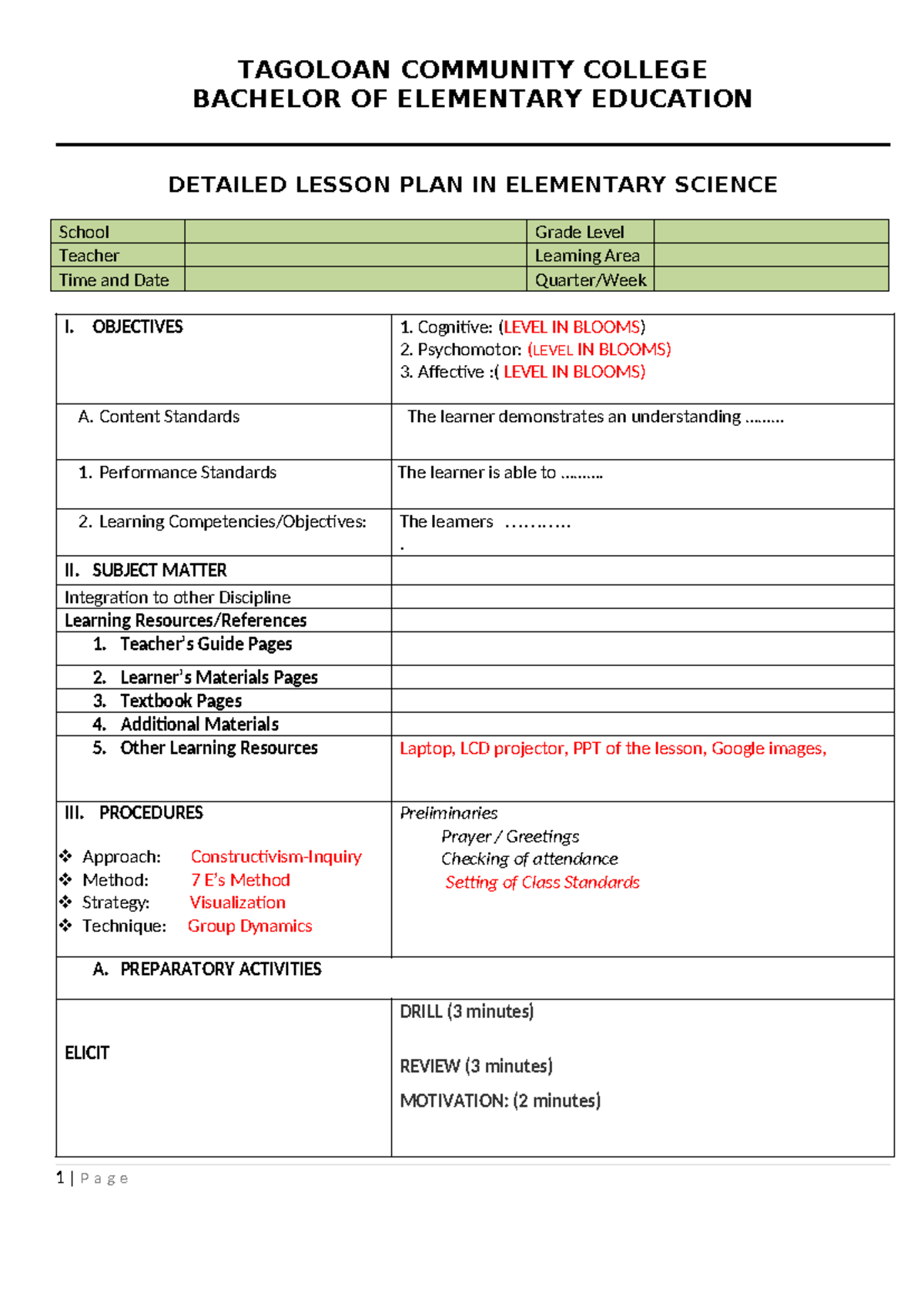 DLP-Template - here's the template - TAGOLOAN COMMUNITY COLLEGE ...