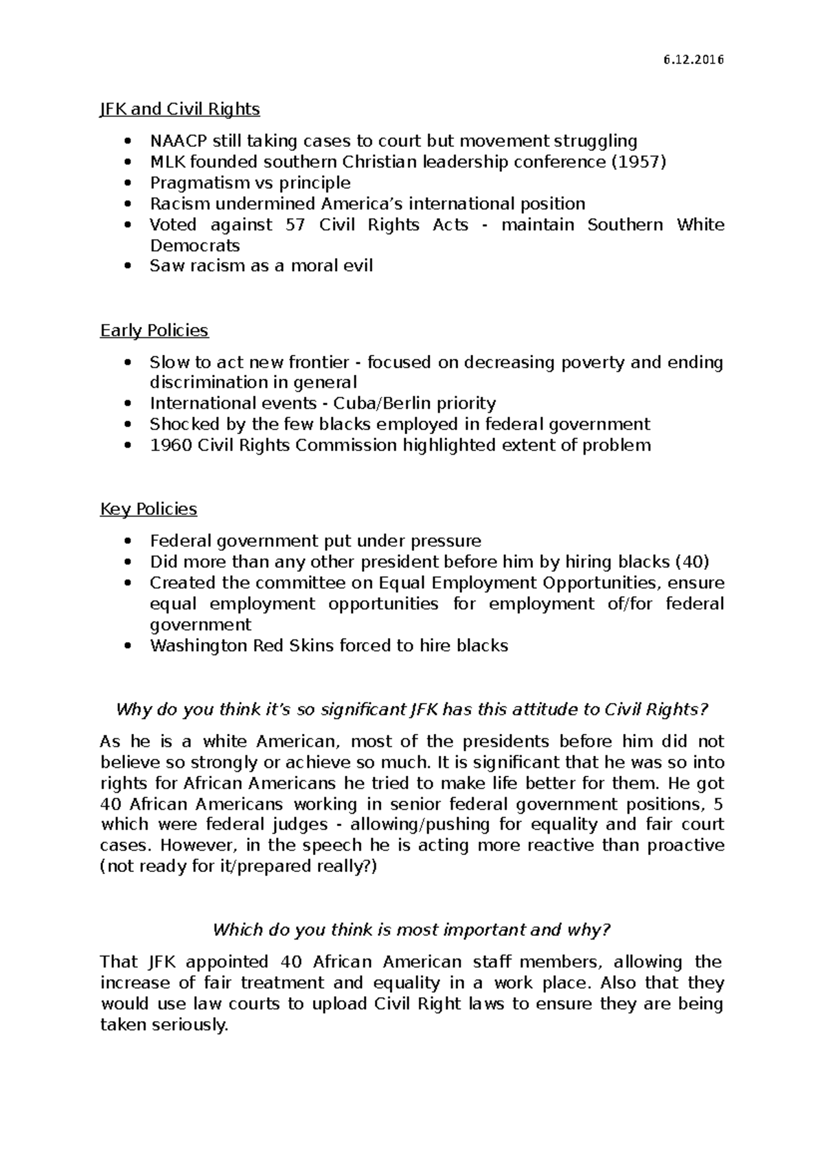 H 6 - Lesson work for American Dream lessons - 6.12 JFK and Civil ...