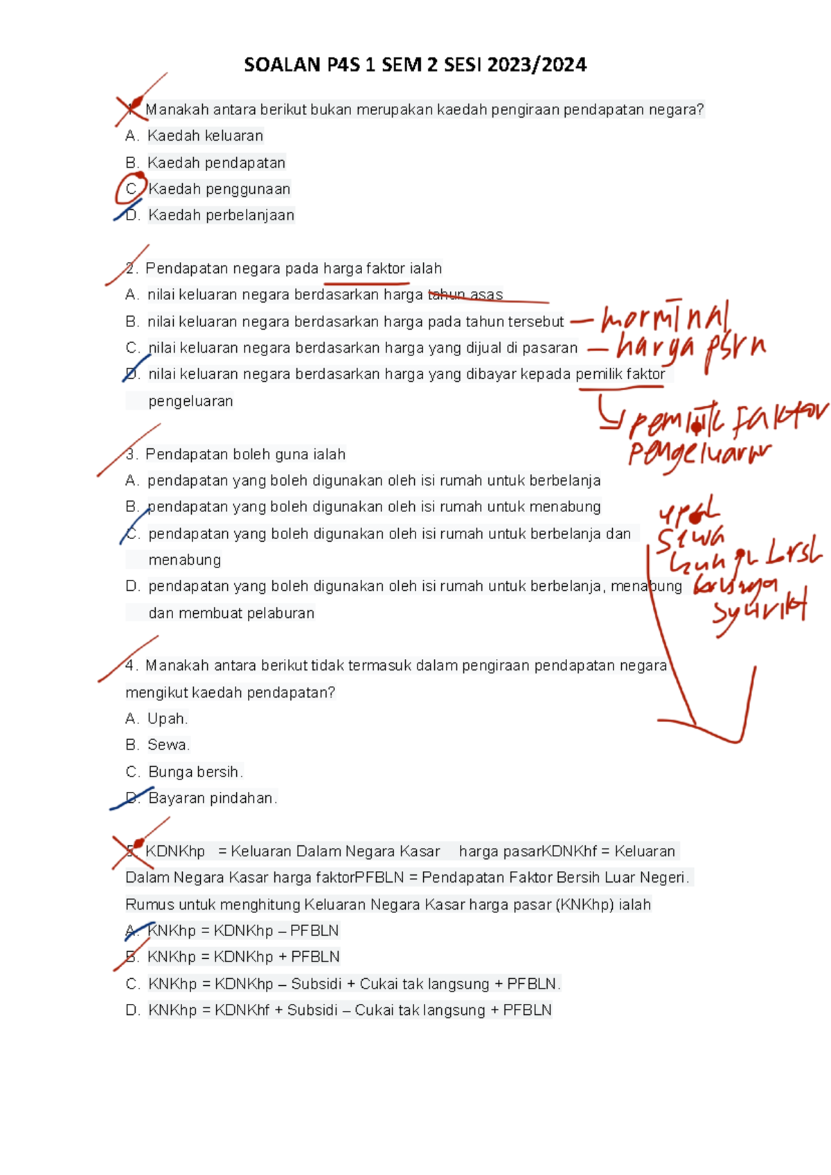 P4S SET 2 SEM 2 - do it - Manakah antara berikut bukan merupakan kaedah pengiraan pendapatan ...
