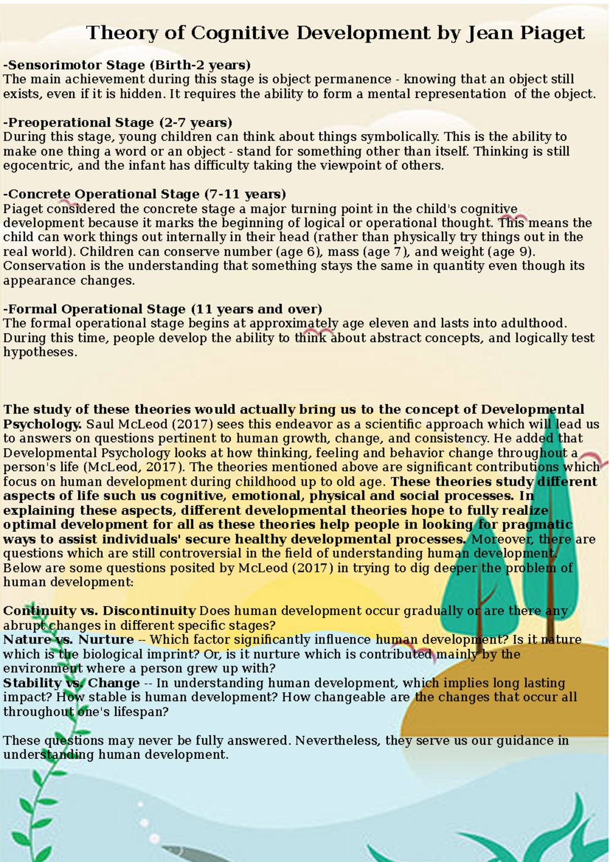 Theory of Cognitive Development by Jean Piaget - It requires the ...