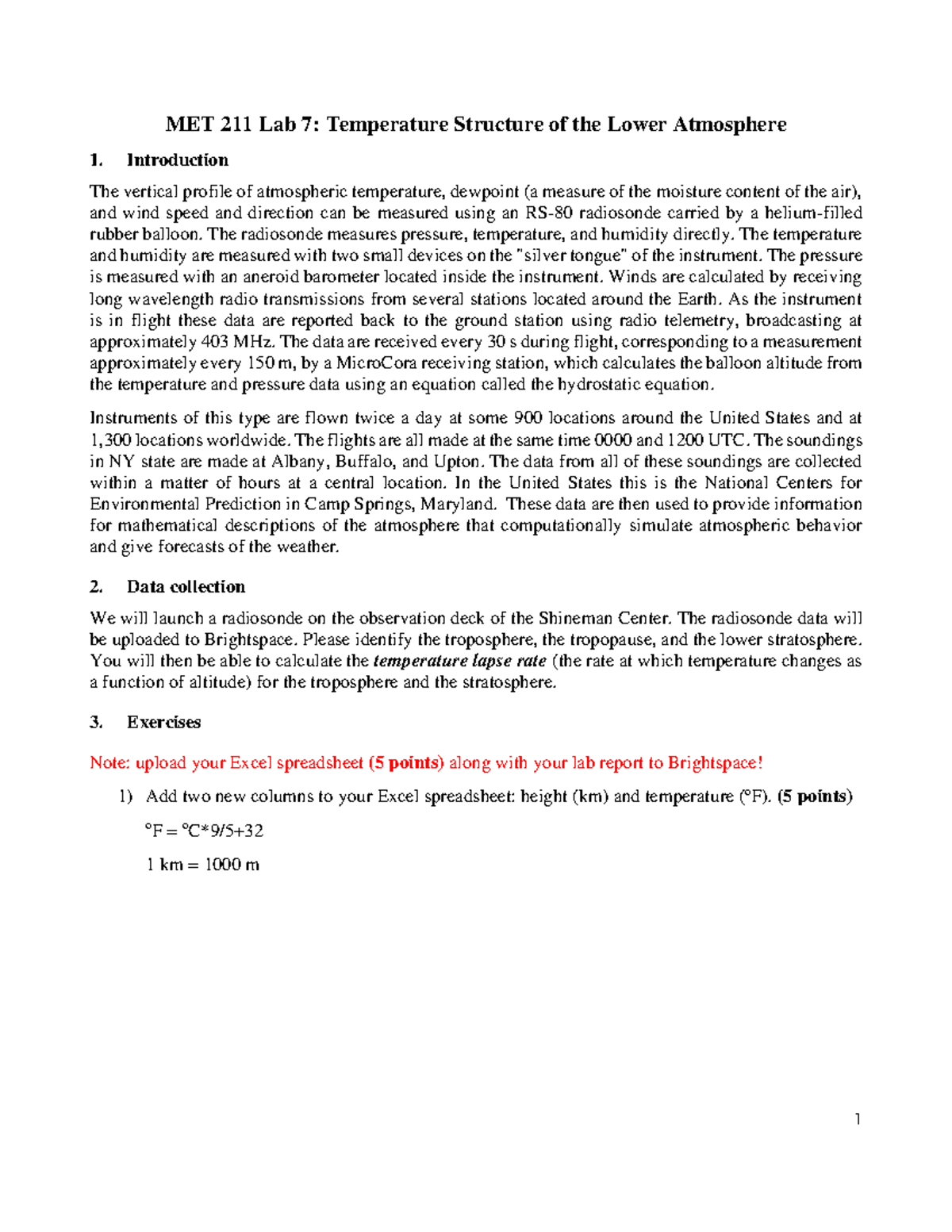 Lab week 7 assignment - MET 211 Lab 7: Temperature Structure of the ...