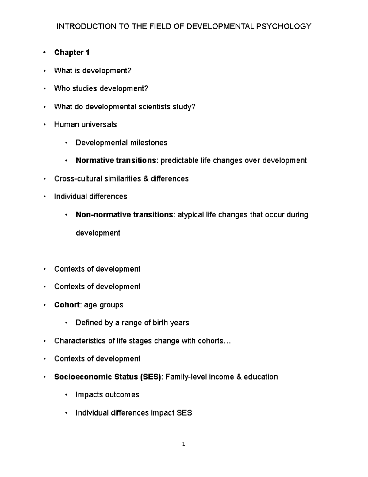 Introduction TO THE Field OF Developmental Psychology Lecture - Chapter ...