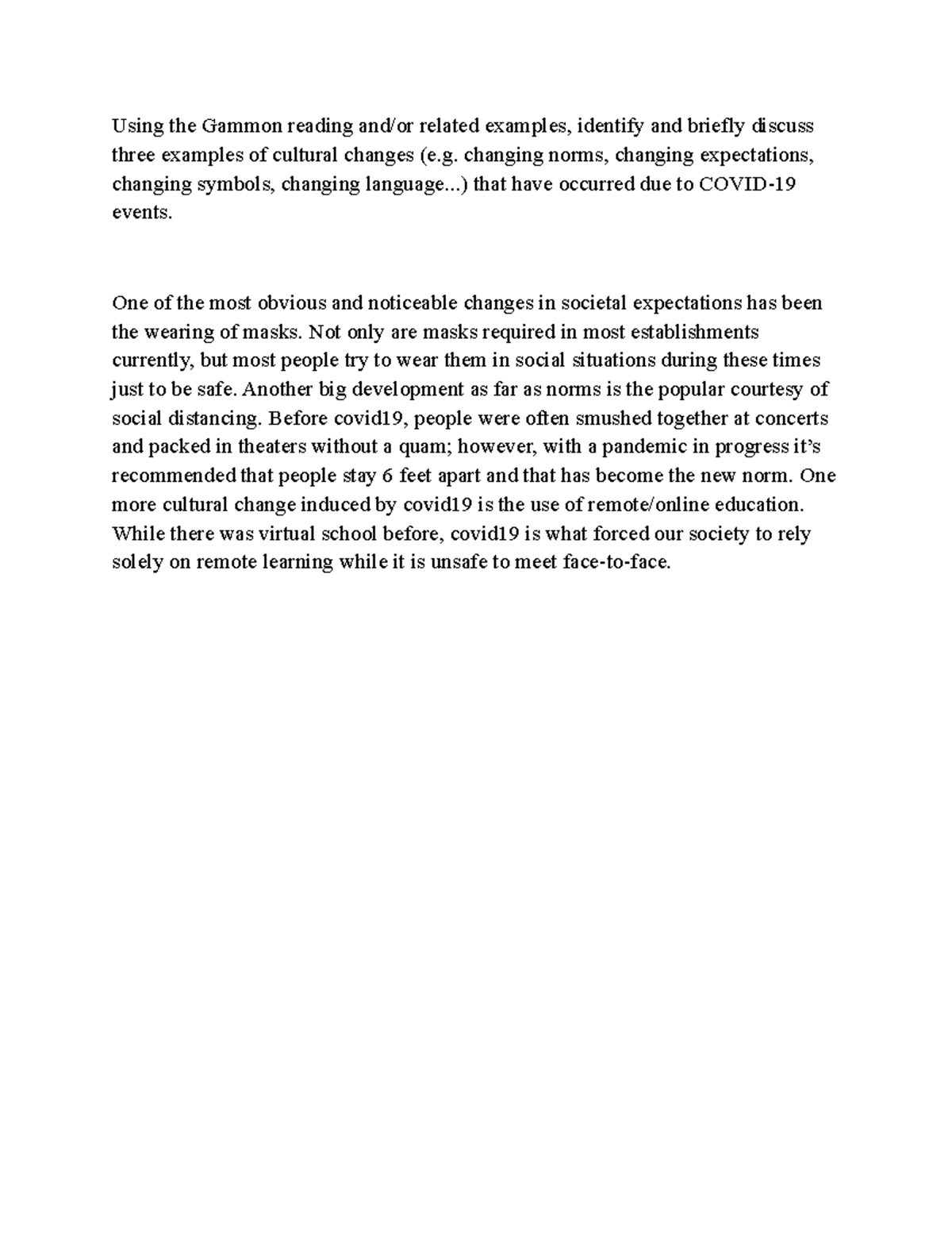 Assignment 3 socy - notes - Using the Gammon reading and/or related ...