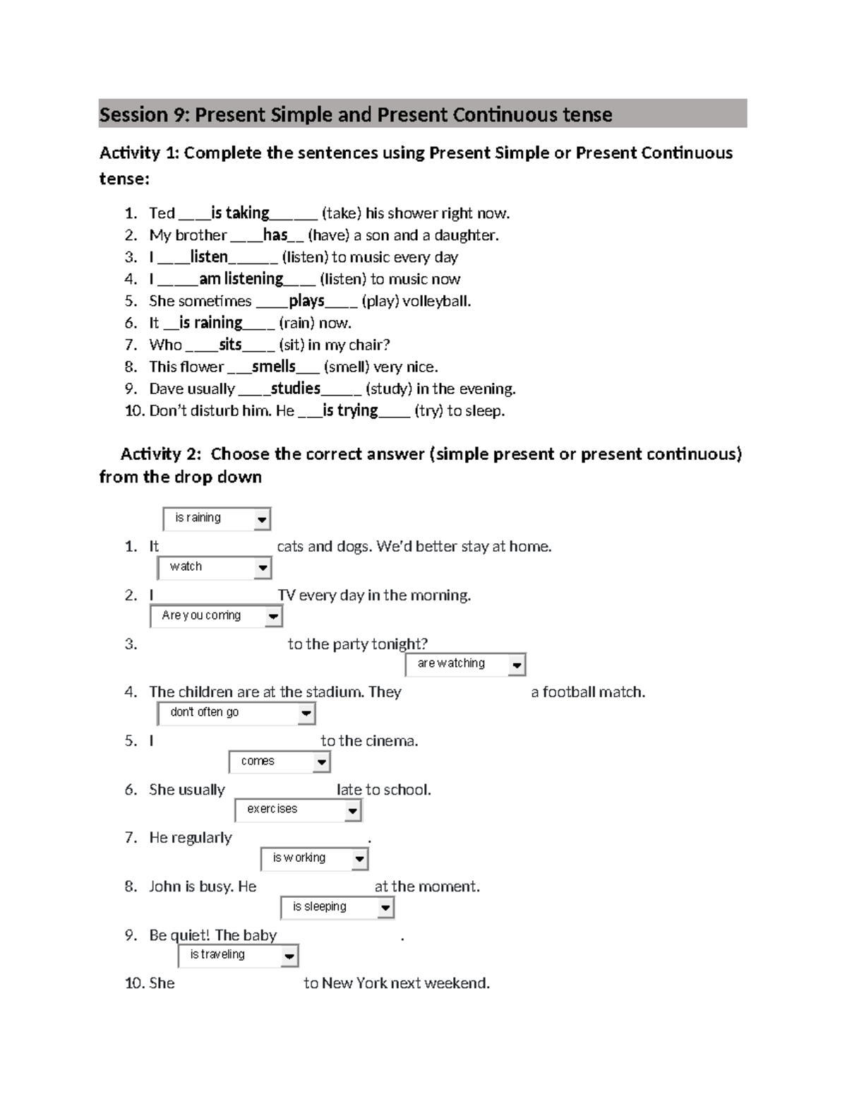 Home Assignment-5- Tenses - Session 9: Present Simple and Present ...