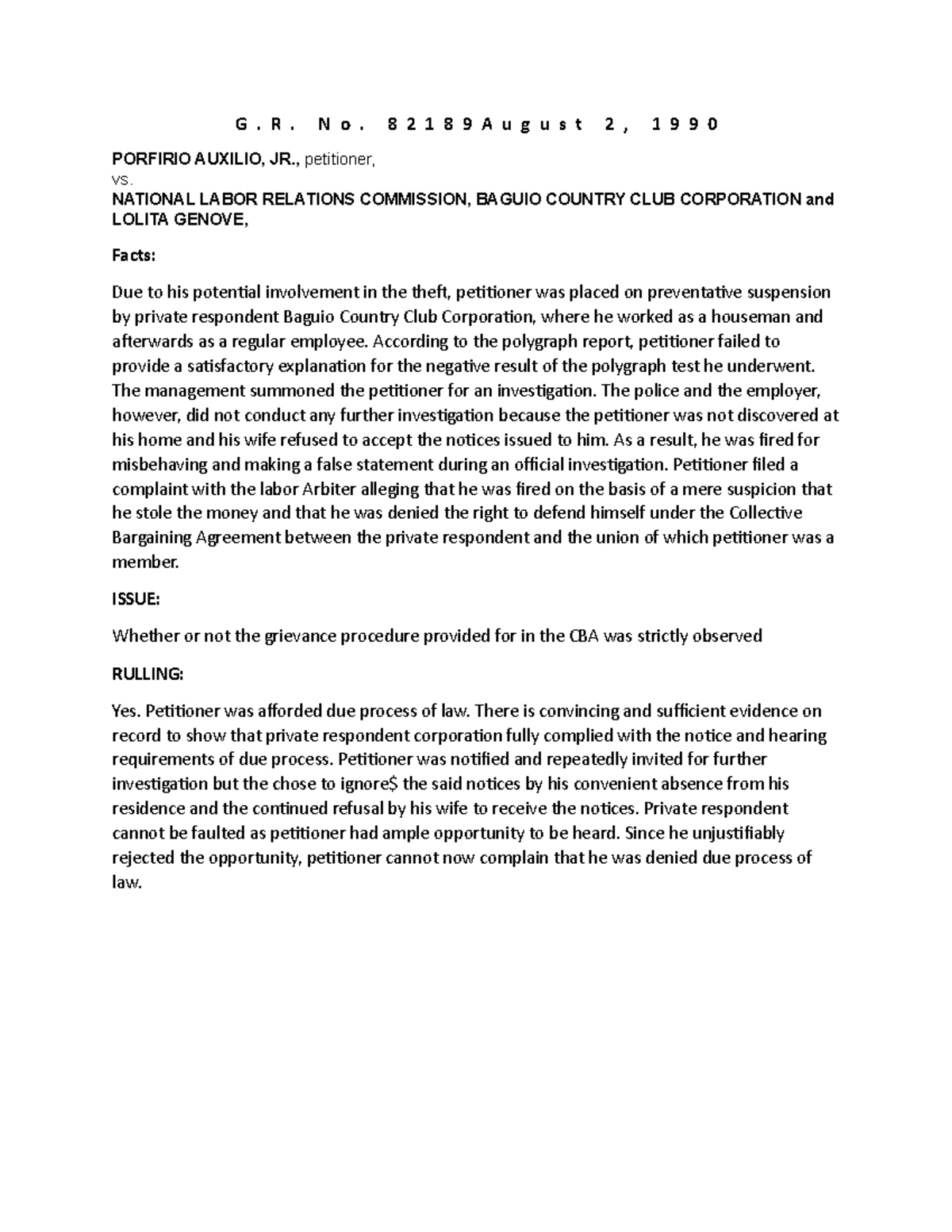 Case digest polygraph - G. R. N o. 8 2 1 8 9 A u g u s t 2 , 1 9 9 0 ...