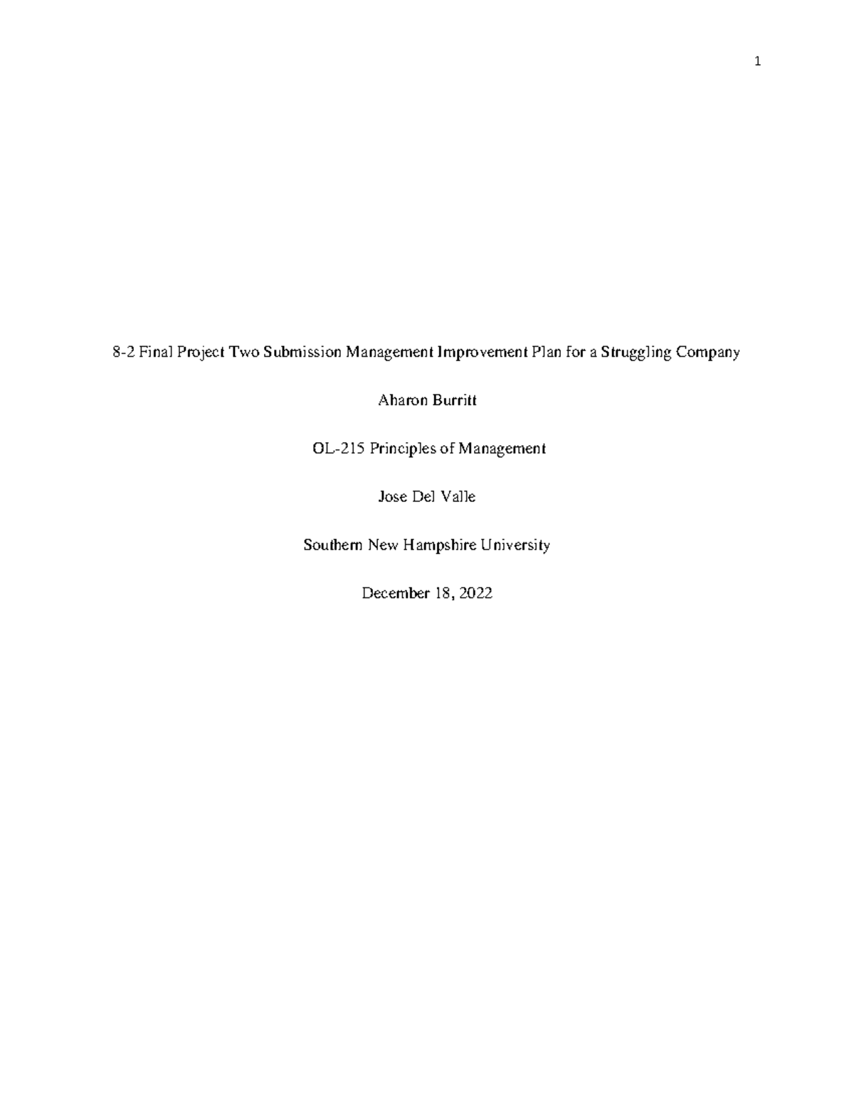 8-2 Final Project Two Submission Management Improvement Plan for a ...
