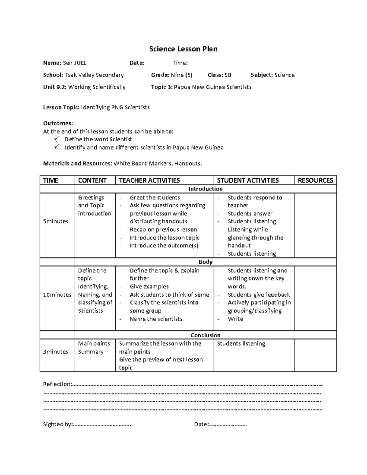 Science Lesson Plan - This is a teaching material for teacher support ...