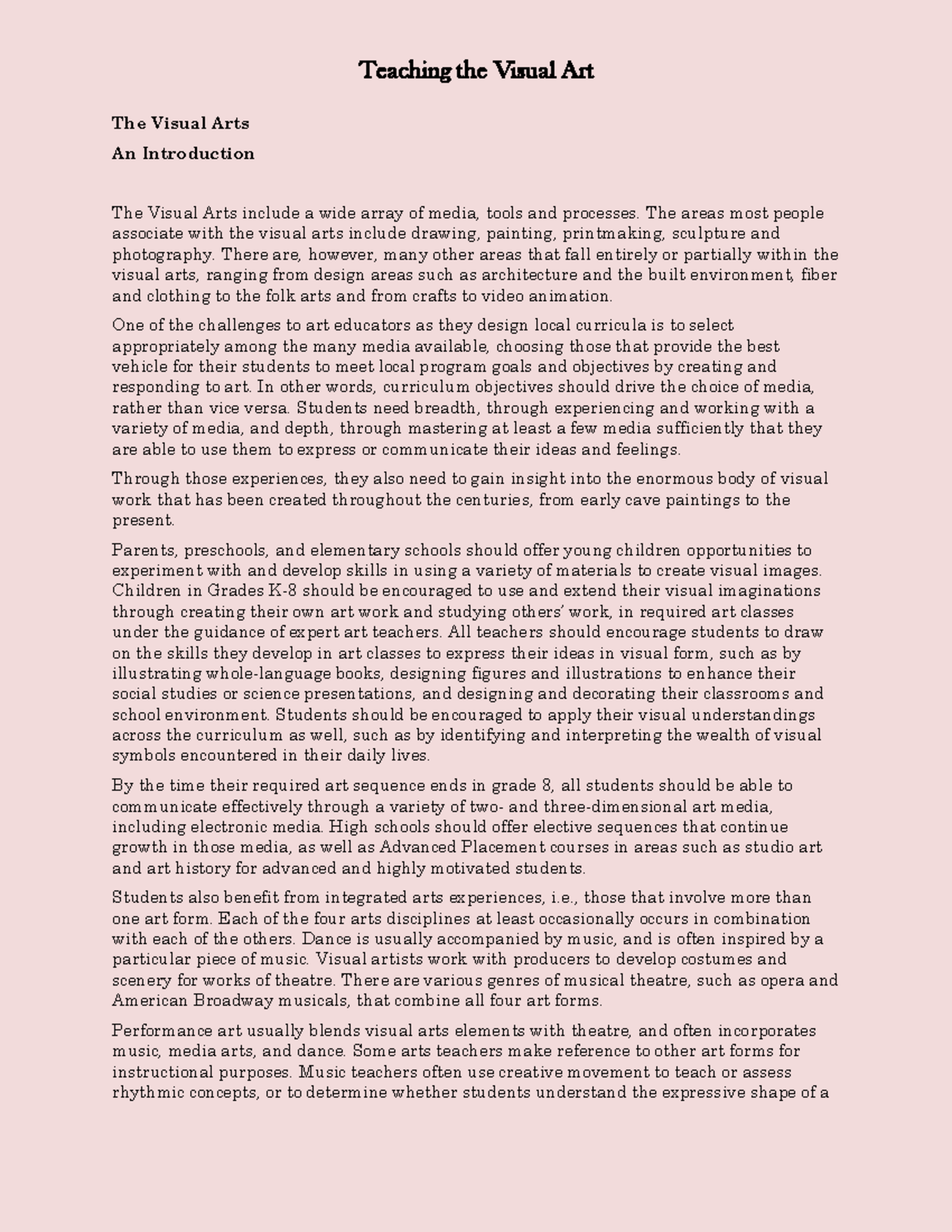 The Visual Arts - A lecture note for art appre - Teaching the Visual ...