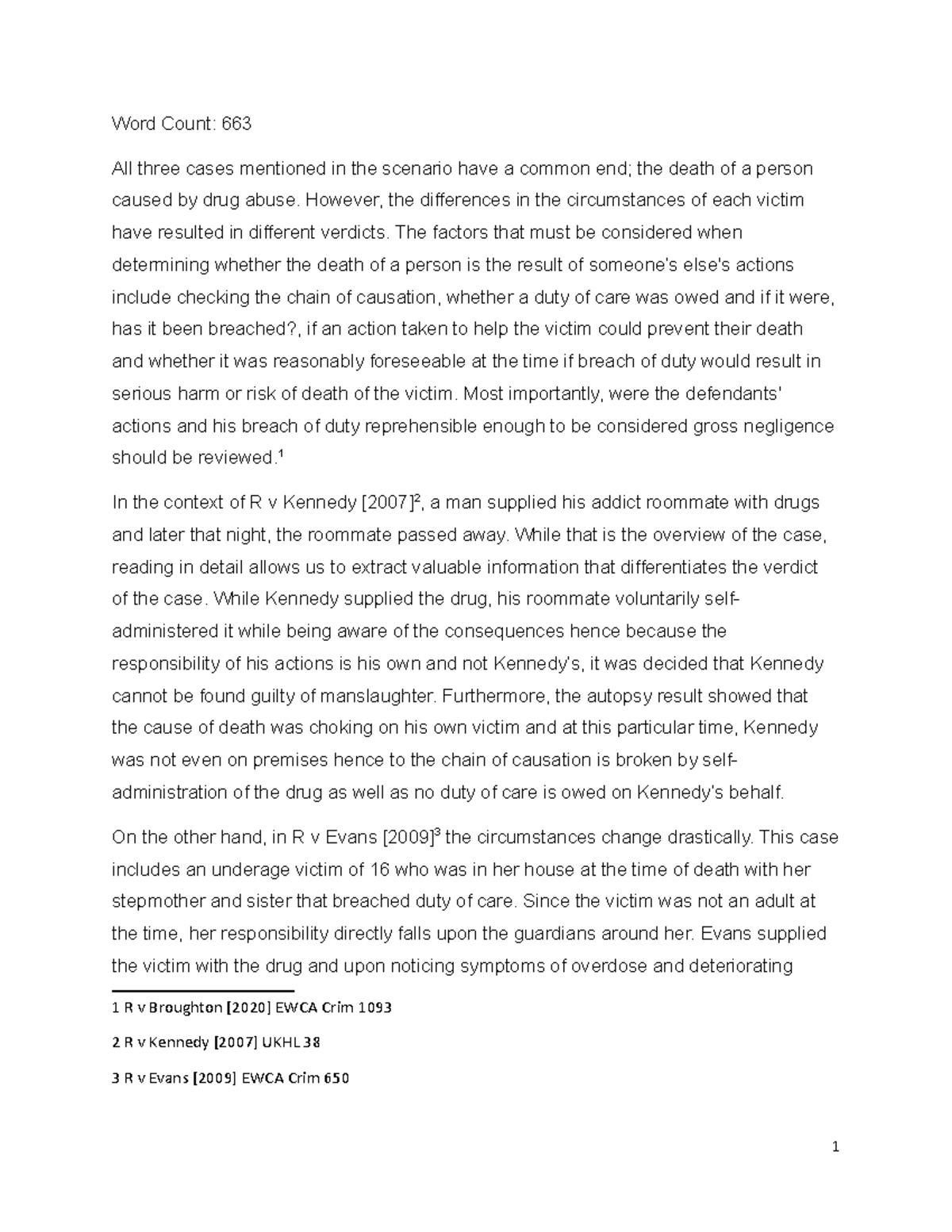 Bank Piece 3 - comparison of cases - Word Count: 663 All three cases ...