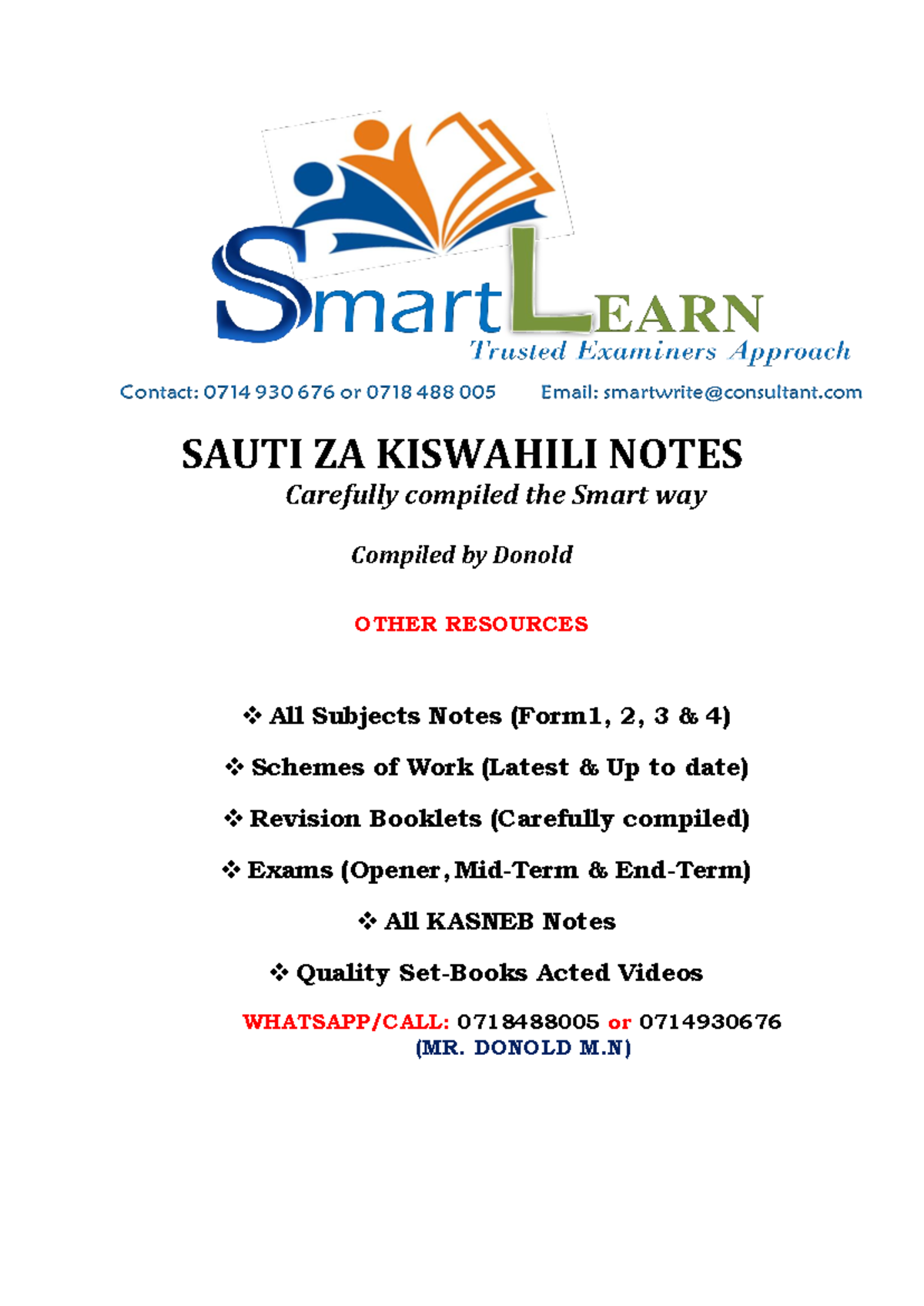 Sauti ZA Kiswahili Notes Smartlearn 1 - SAUTI ZA KISWAHILI NOTES ...