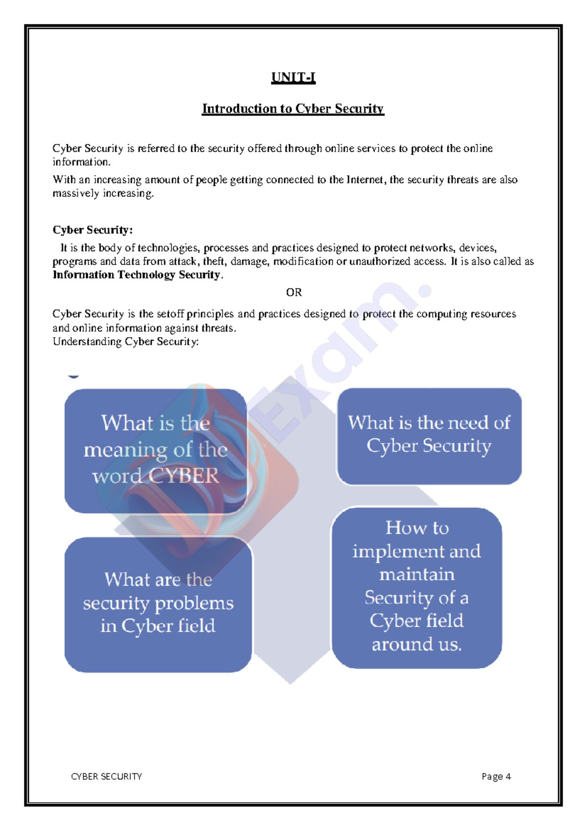 Cyber Security - UNIT-I Introduction to Cyber Security Cyber Security is referred to the ...