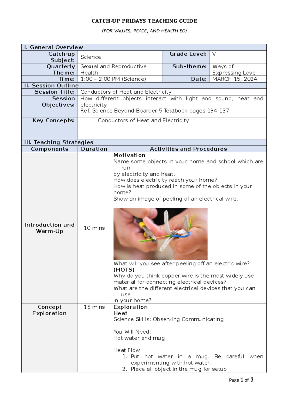 Grade 5-SCI- Health Catch-UP Friday - CATCH-UP FRIDAYS TEACHING GUIDE ...