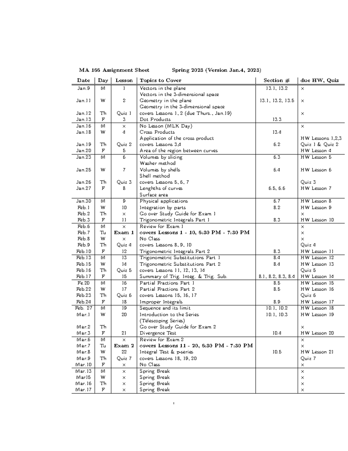 MA 166 Assignment Sheet - Studocu