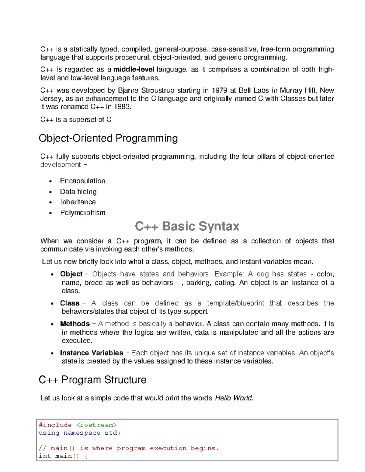 Unit4 - Must read.... - C++ is a statically typed, compiled, general-purpose, case-sensitive ...