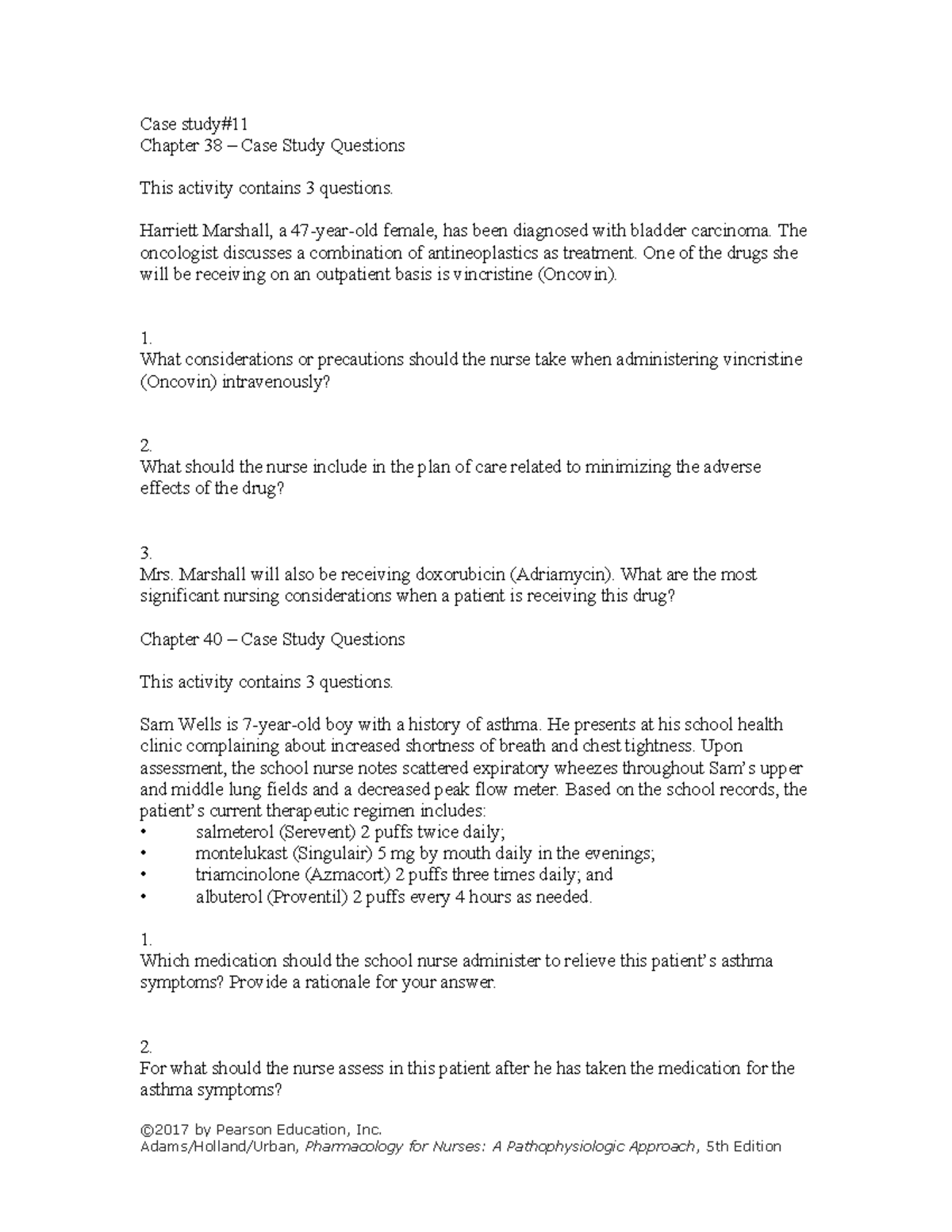 Case study#11 - Case studies on drugs - Case study# Chapter 38 – Case ...