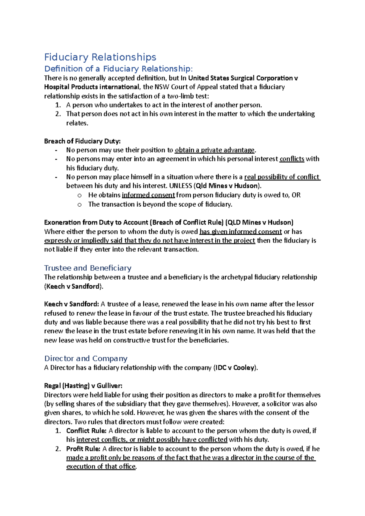 Fiduciary Relationships - Fiduciary Relationships Definition of a ...