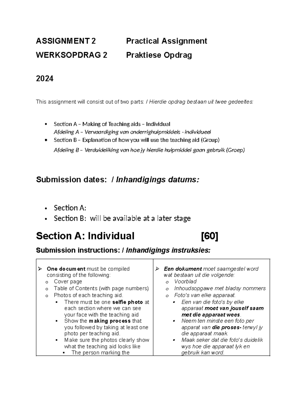 MFPC 321 - Assignment 2A - 2024 UDL - ASSIGNMENT 2 Practical Assignment ...
