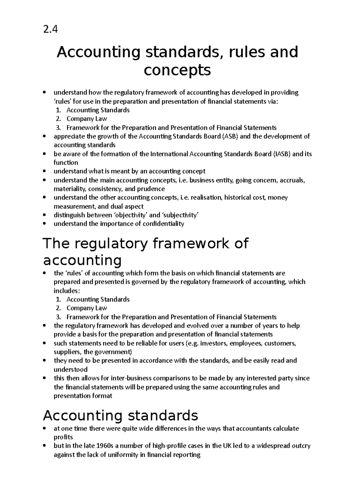2.4 Accounting standards, rules and concepts - 2. Accounting standards ...
