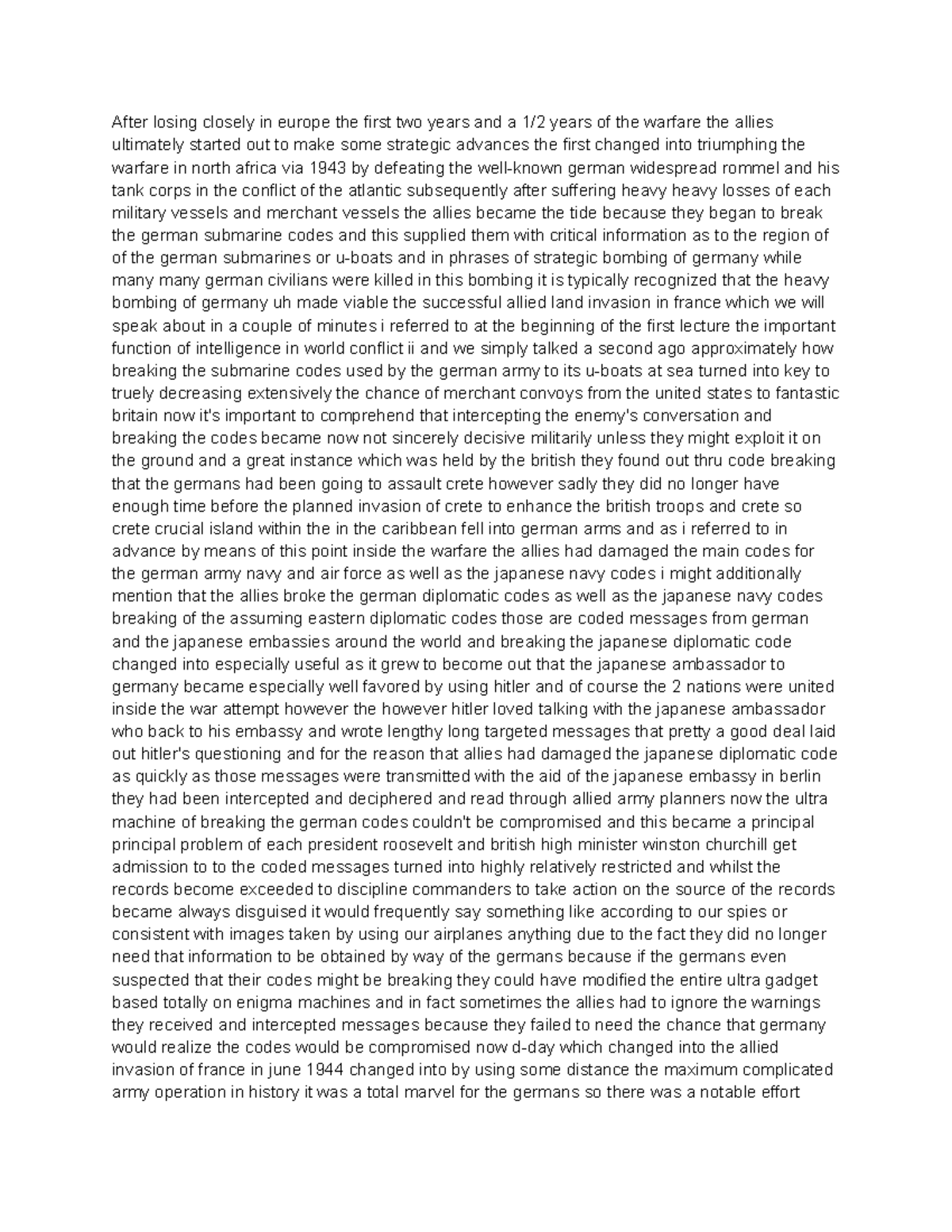 His 1302 World War II Part 3 Europe - After losing closely in europe ...