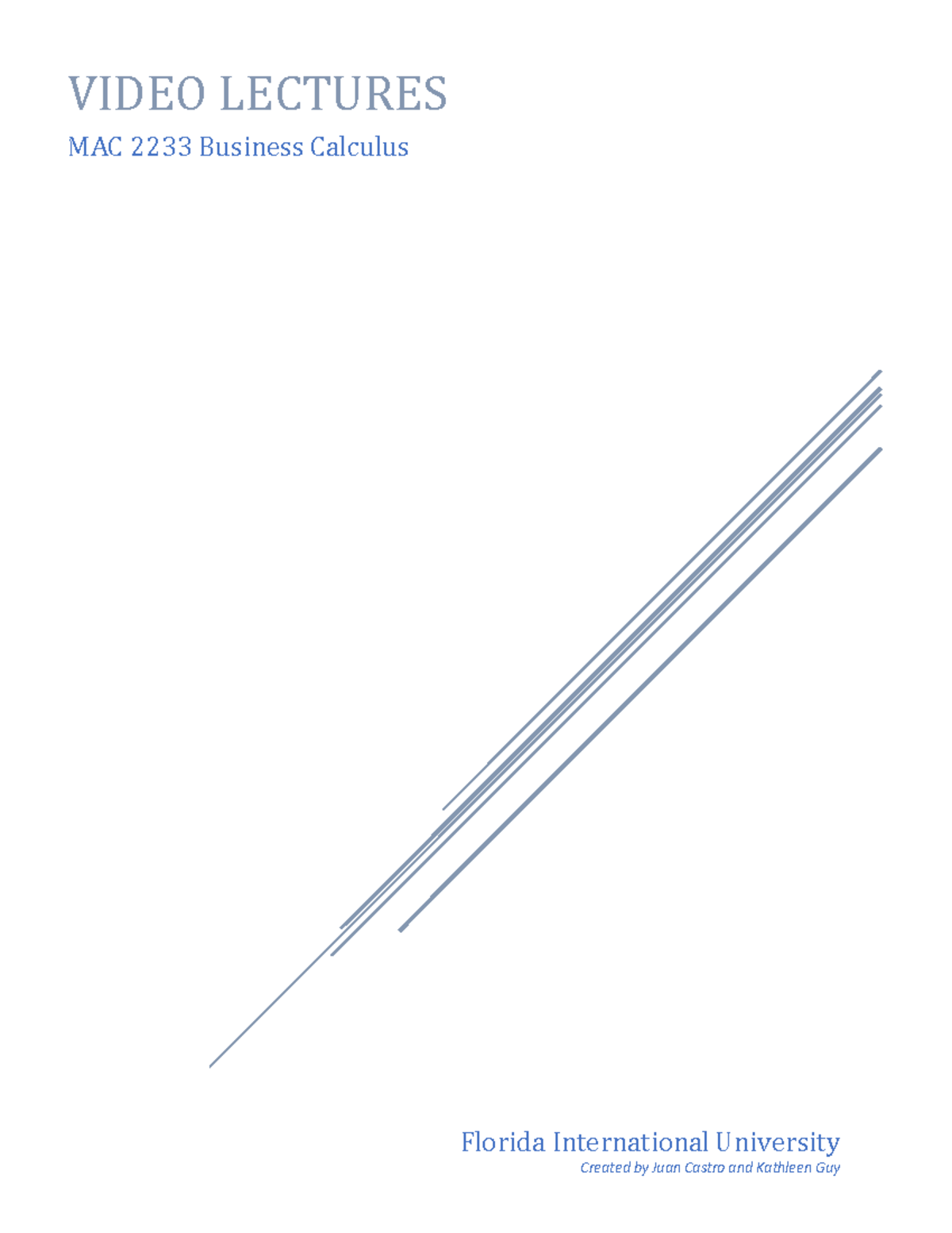 Full Packet MAC 2233 Lecture Notes-1 - Florida International University ...