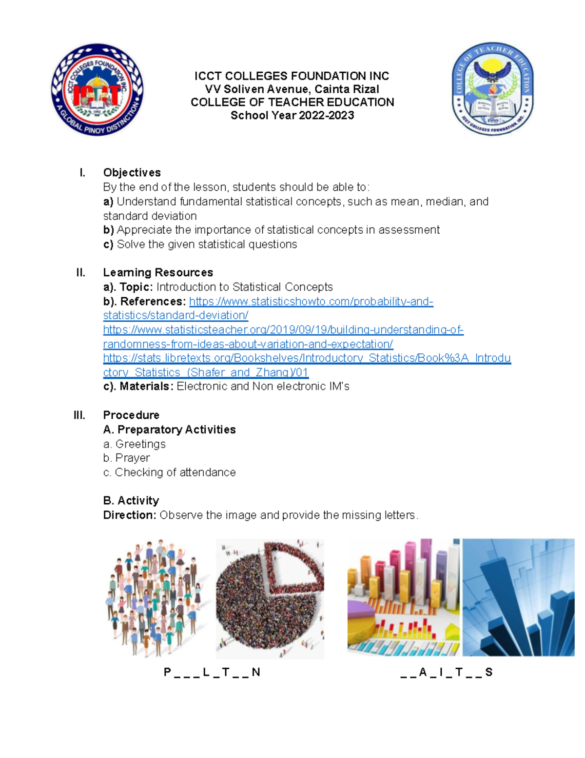 Profed 09- Chapter-5- Lesson-PLAN 4A,s - ICCT COLLEGES FOUNDATION INC ...