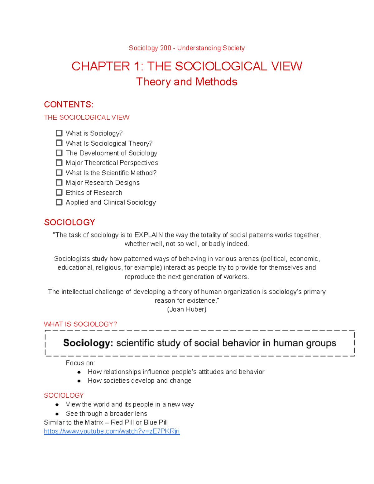 SOC 200 Chapter 1 - THE SOCIOLOGICAL VIEW - Sociology 200 ...