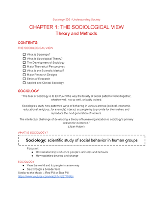 SOC 200 Chapter 1 - THE SOCIOLOGICAL VIEW - Sociology 200 ...