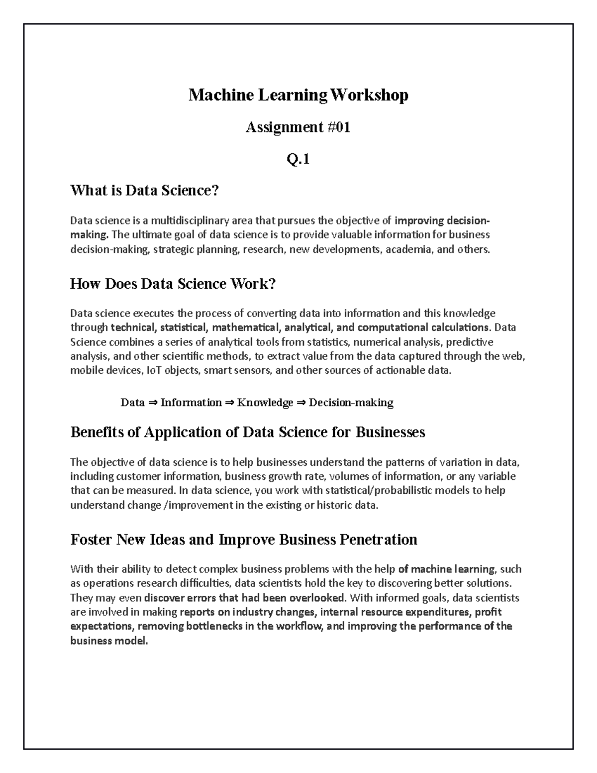 Machine Learning Workshop - Machine Learning Workshop Assignment Q ...