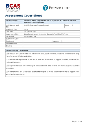 Unit 20 APDP Assignment Brie - Assessment Cover Sheet Qualification ...