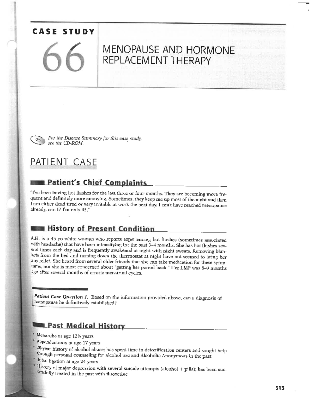 Menopause and Hormone Replacement Case Study - CASE STUDY 66 MENOPAUSE ...