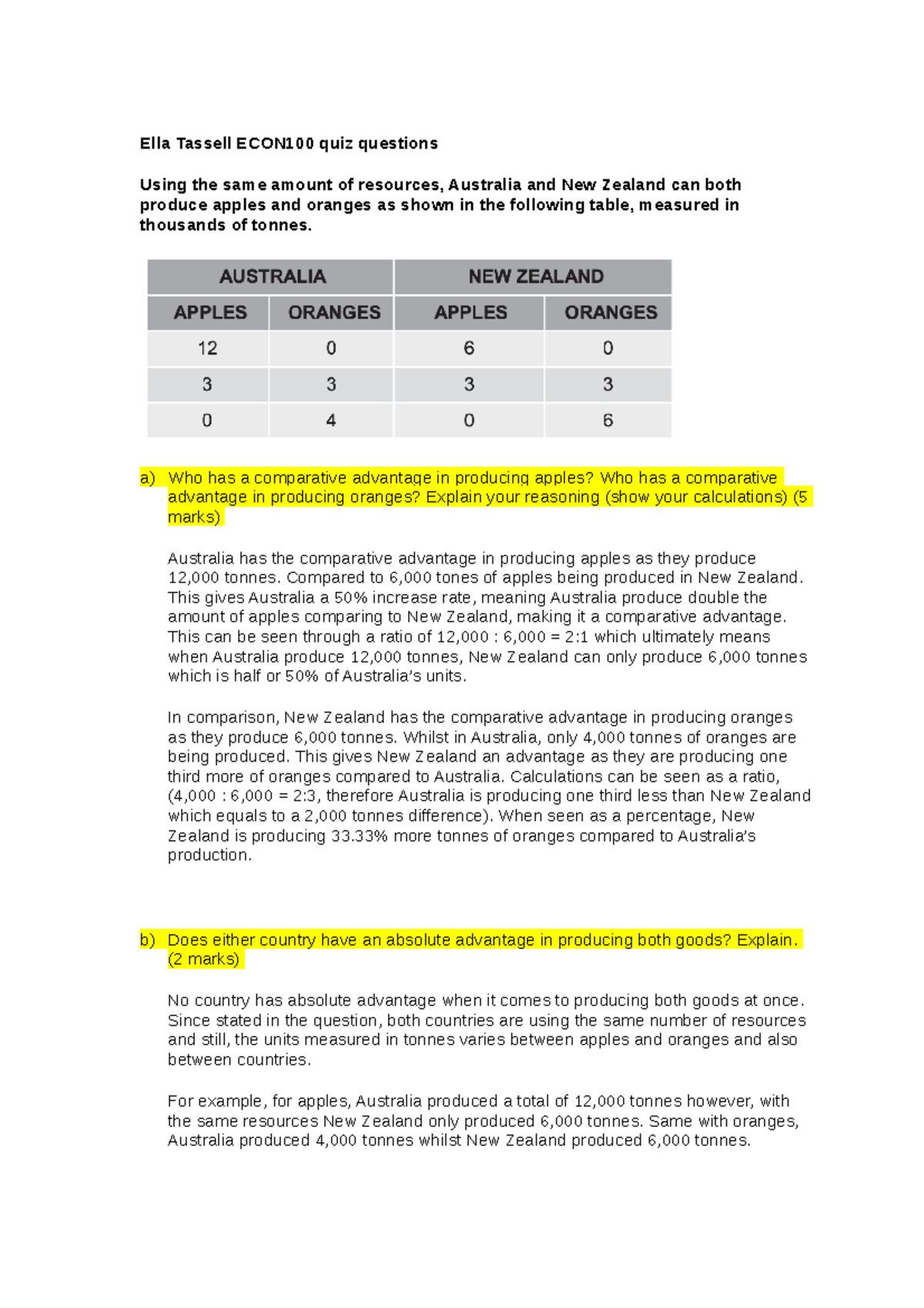 Quiz 1 - quiz one - ECON100 - UOW - Studocu