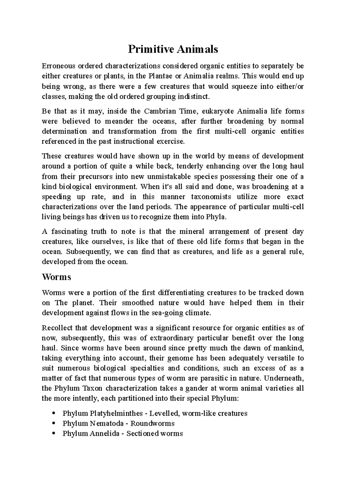 Primitive Animals - Erroneous ordered characterizations considered ...