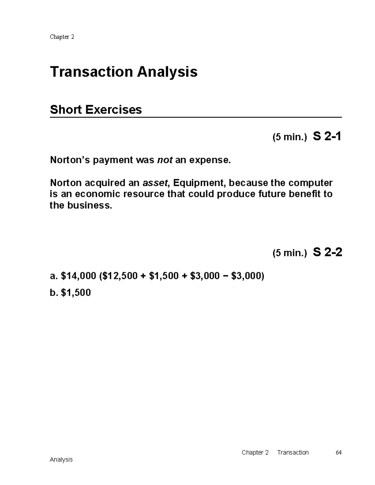 Harrison FA IFRS 11e CH02 SM - Chapter 2 Transaction Analysis Short ...