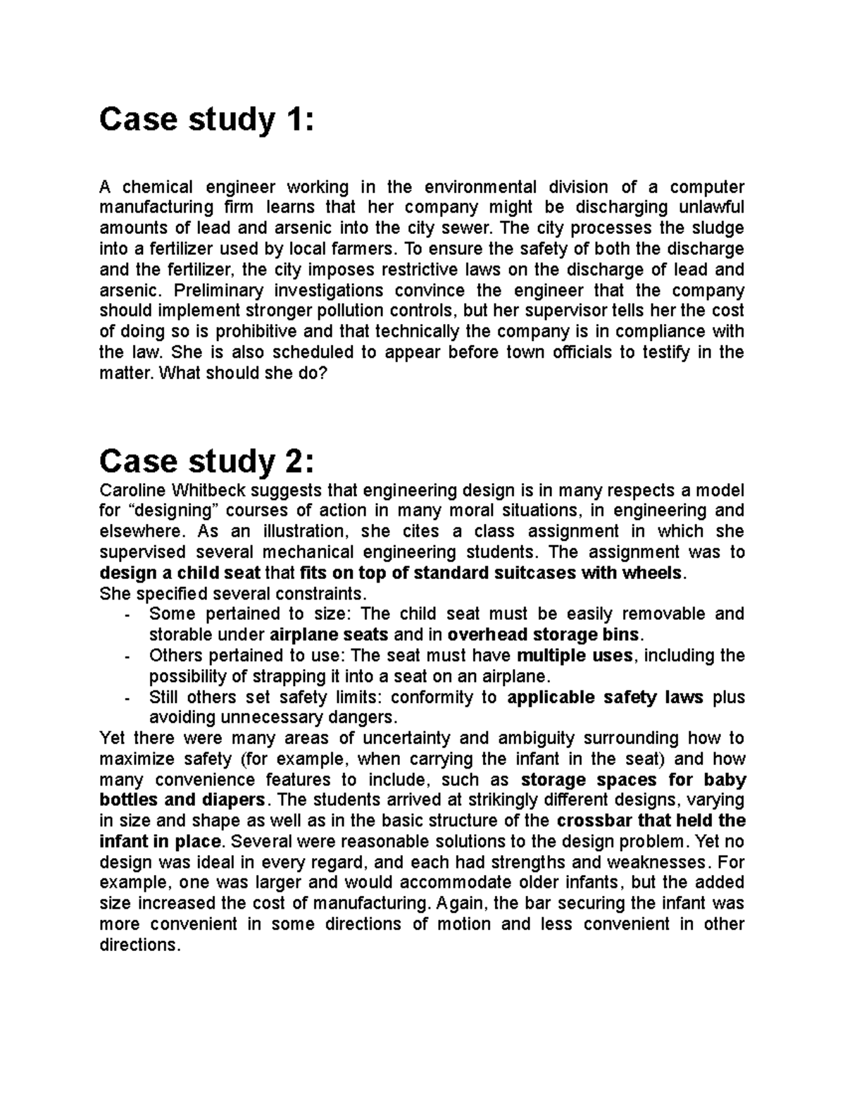 Case studies - aaaaaaaaaaaaaaaaa - Case study 1: A chemical engineer ...