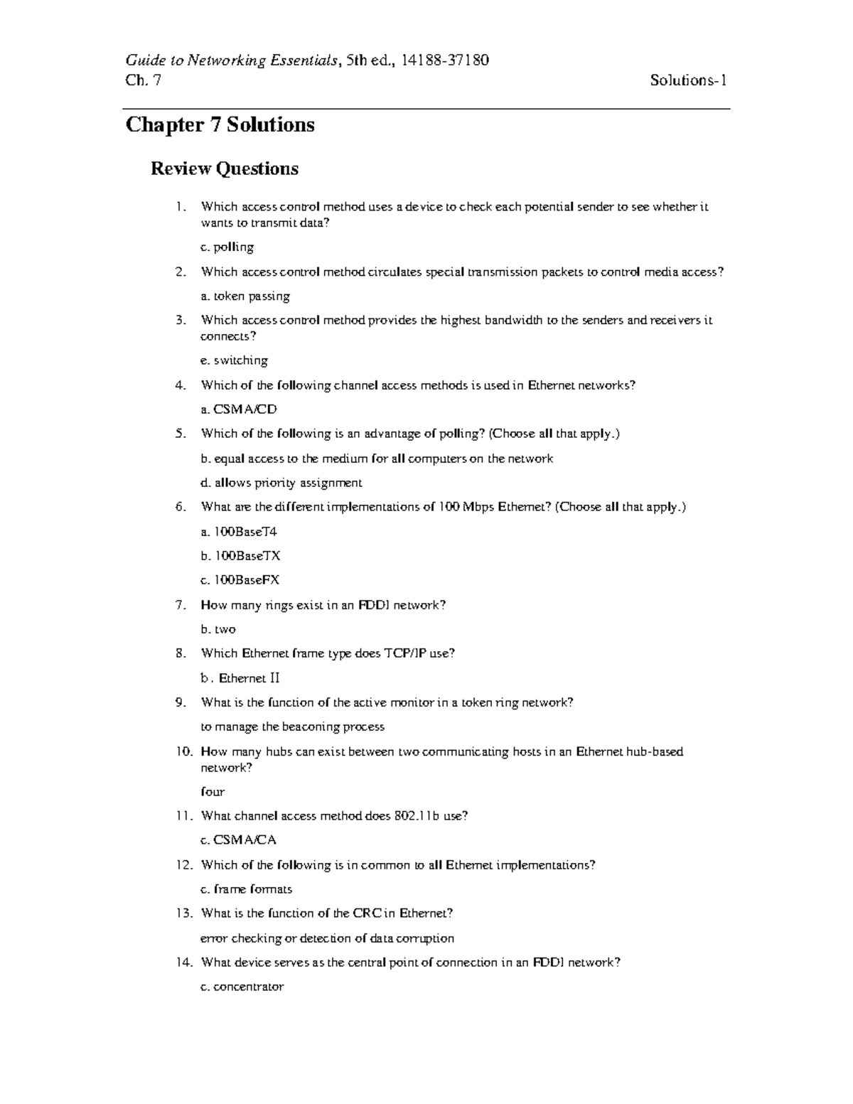 Solutions 07 - Guide to Networking Essentials, 5th ed., 14188- Ch. 7 ...
